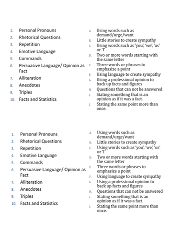 Spotting persuasive devices in a speech | Teaching Resources