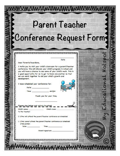 Parent Teacher Conference Request Form Template | Teaching Resources