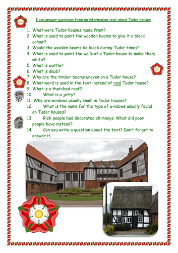 Tudor House Reading Comprehension Information Text | Teaching Resources