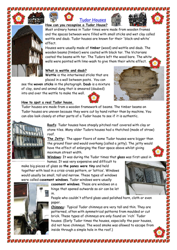Tudor House Reading Comprehension Information Text | Teaching Resources