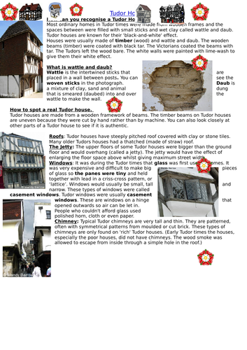 Tudor House Reading Comprehension Information Text | Teaching Resources