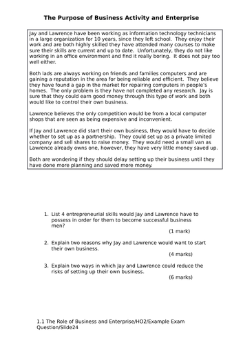GCSE Business Studies - Business Activity | Teaching Resources