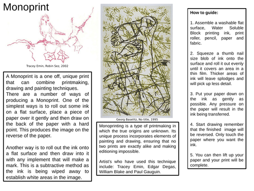 Monoprinting Learning Mat | Teaching Resources