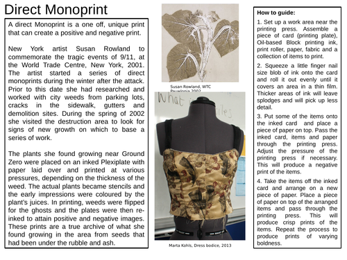 Direct Monoprinting Learning Mat | Teaching Resources