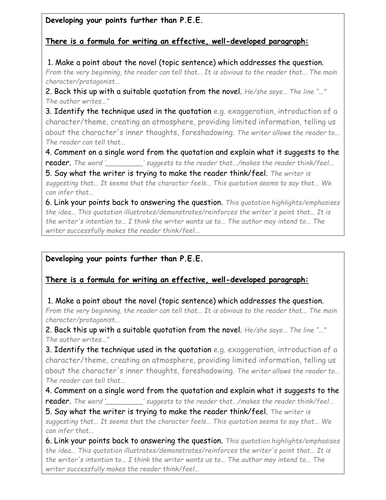 GCSE English - PEE writing bundle | Teaching Resources