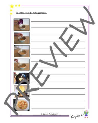 Pancake making - Recipe writing sheets PACK | Teaching Resources