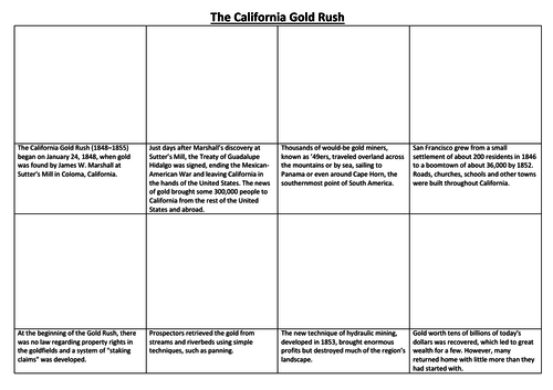 The California Gold Rush Comic Strip and Storyboard | Teaching Resources