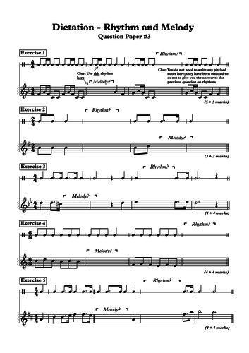 DICTATION - RHYTHM & MELODY (3) | Teaching Resources