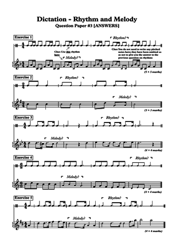DICTATION - RHYTHM & MELODY (3) | Teaching Resources