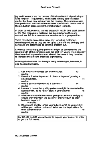 OCR GCSE Business Studies Unit 1 Business Activity | Teaching Resources