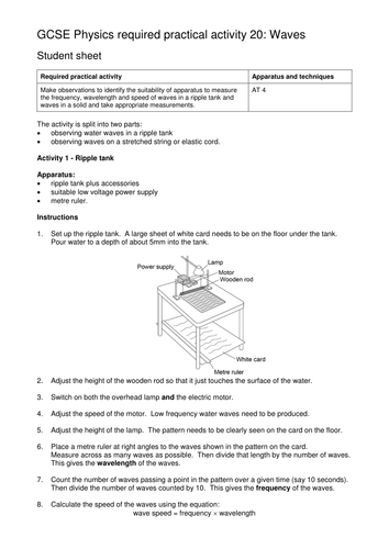 GCSE Required Practical - Measuring the Speed of Waves | Teaching Resources