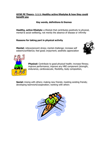 GCSE PE - Healthy Active Lifestyles | Teaching Resources