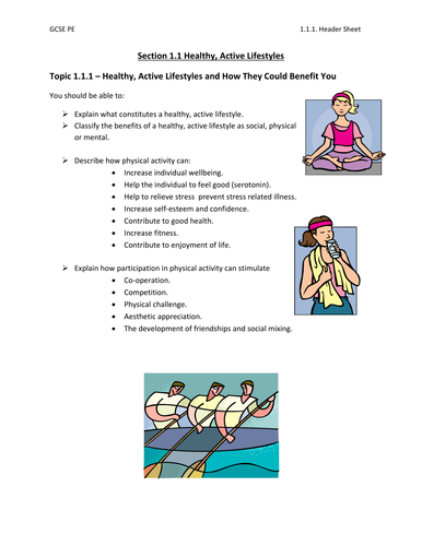 GCSE PE - Healthy Active Lifestyles | Teaching Resources