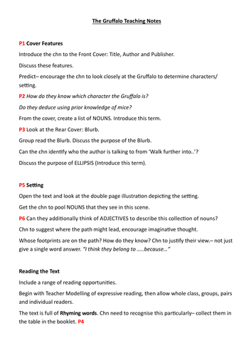 Year 1 Year 2 Gruffalo Reading Comprehension Booklet and Activities ...