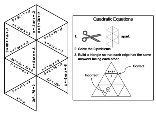 Quadratic Equations Game: Math Tarsia Puzzle | Teaching Resources