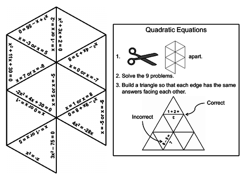 Quadratic Equations Game: Math Tarsia Puzzle | Teaching Resources Quadratic Equations Game: Math Tarsia Puzzle | Teaching Resources