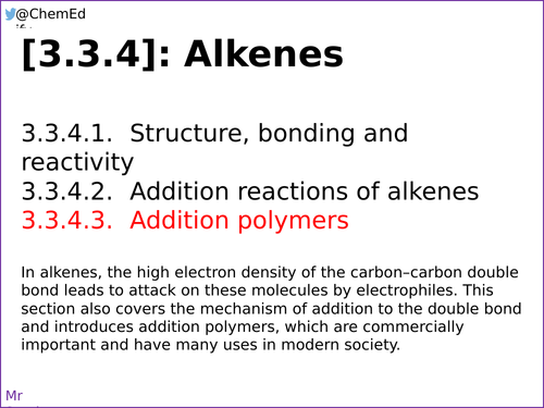 AQA A-Level Chemistry [3.3.4.3] Addition polymers [New Specification ...