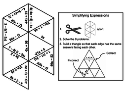 Simplifying Expressions Game: Math Tarsia Puzzle | Teaching Resources