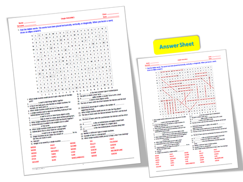 Simple MACHINES – PUZZLES + Answer Keys | Teaching Resources