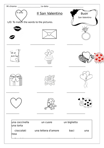 Buon San Valentino - Worksheets | Teaching Resources