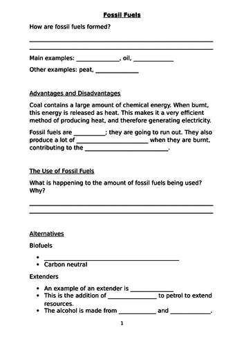 Fossil Fuels at GCSE | Teaching Resources