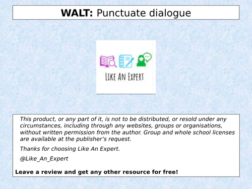 Punctuating Dialogue - full lesson | Teaching Resources