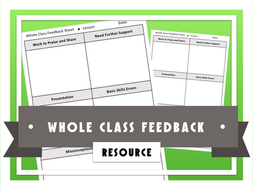 Whole Class Feedback Sheet - School Stuff | Teaching Resources