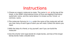 MOLECULAR MODELLING CHALLENGE using Molymods (or use as posters ...