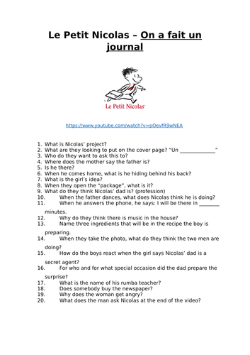 Le Petit Nicolas - On a fait un journal | Teaching Resources