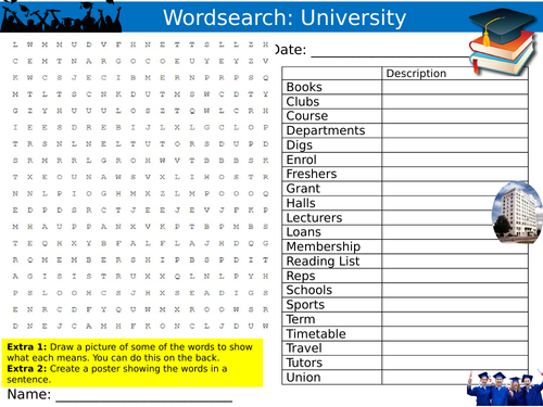 University Wordsearch Puzzle Sheet Keywords Settler Starter Cover ...