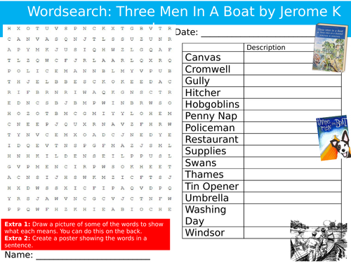 Three Men In A Boat Wordsearch Puzzle Sheet Keywords Settler Starter ...