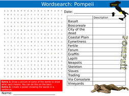 Pompeii Wordsearch Puzzle Sheet Keywords Settler Starter Cover Lesson ...