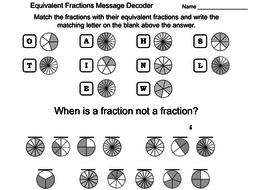 Equivalent Fractions Worksheet: Math Message Decoder | Teaching Resources