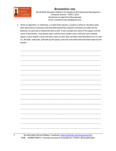 Algorithms | Pseudocode Part 7 | Worksheet | Teaching Resources Algorithms | Pseudocode Part 7 | Worksheet | Teaching Resources