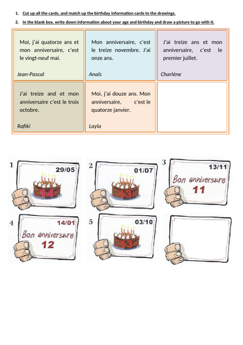 La date et mon anniversaire | Teaching Resources