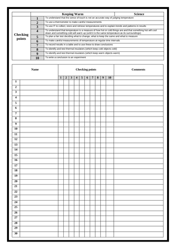 Year 3 or Year 4 Science - Tracking Sheets | Teaching Resources