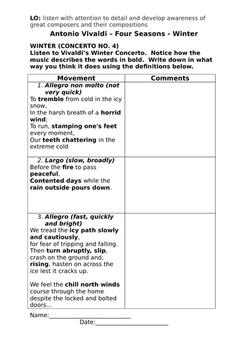 Winter Soundscape Music Resource Pack | Teaching Resources