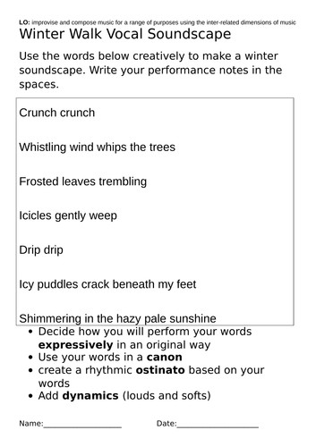 Winter Soundscape Music Resource Pack | Teaching Resources