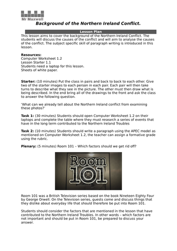 Lesson 1: Background to the Northern Ireland Troubles (Long Term Causes ...