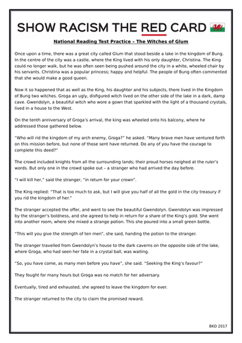 Anti-racism themed National Reading Test Wales practice papers ...