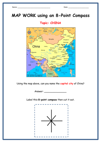 China - Map Work + Compass Points | Teaching Resources