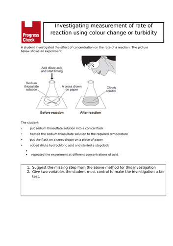Rates of Reaction Required Practical Starter | Teaching Resources