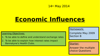 Economics Influences: A Level Business | Teaching Resources