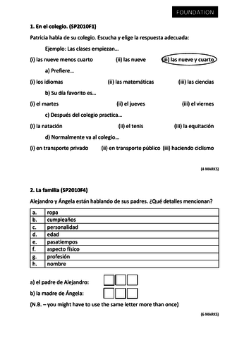 Spanish GCSE: listening exam activities with questions in Spanish ...