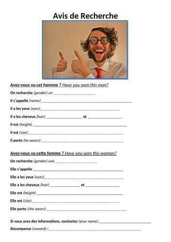 La description physique | Teaching Resources