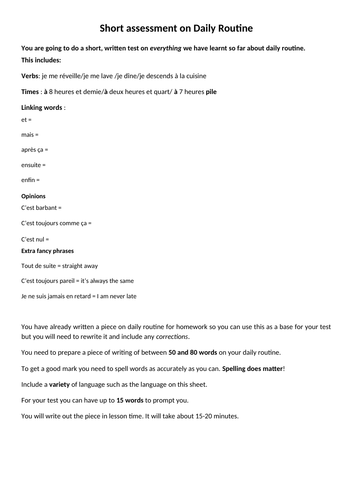 Ma routine | Teaching Resources