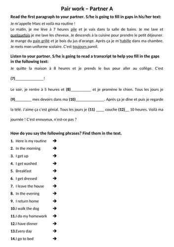 Ma routine | Teaching Resources