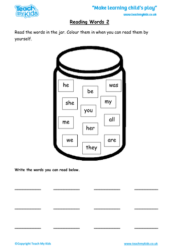 Reading Keywords 2 - EYFS Words, Practise Reading and Writing ...