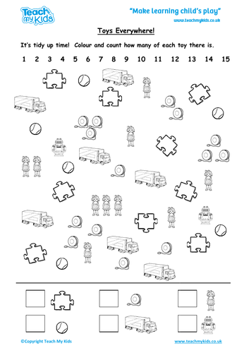Toys Everywhere - Counting reliably to 15, Writing Numbers to 15 ...