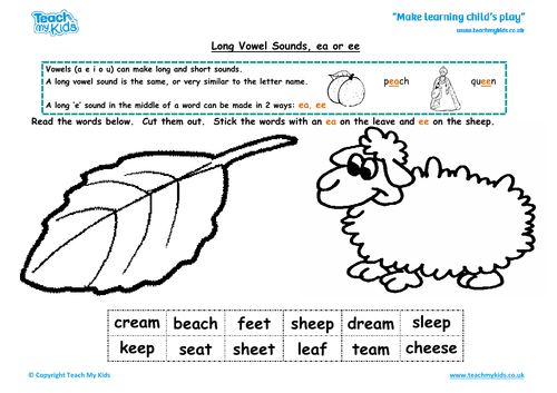 Phonics - Long Vowel Sounds 'ea' or 'ee', Spelling Strategies ...